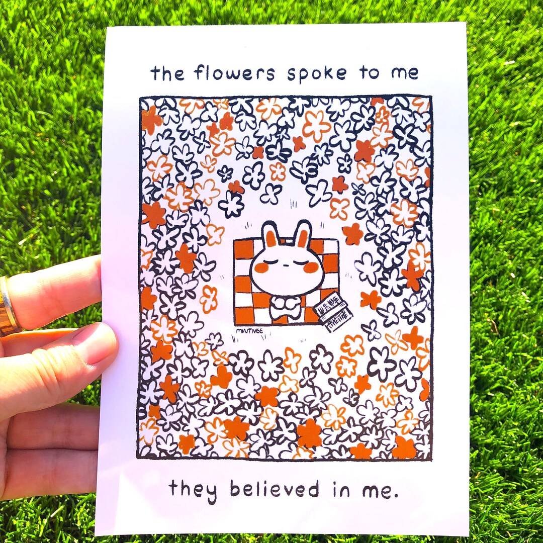 Cute Orange Bunny Self-love Art Print 5x7 - Etsy