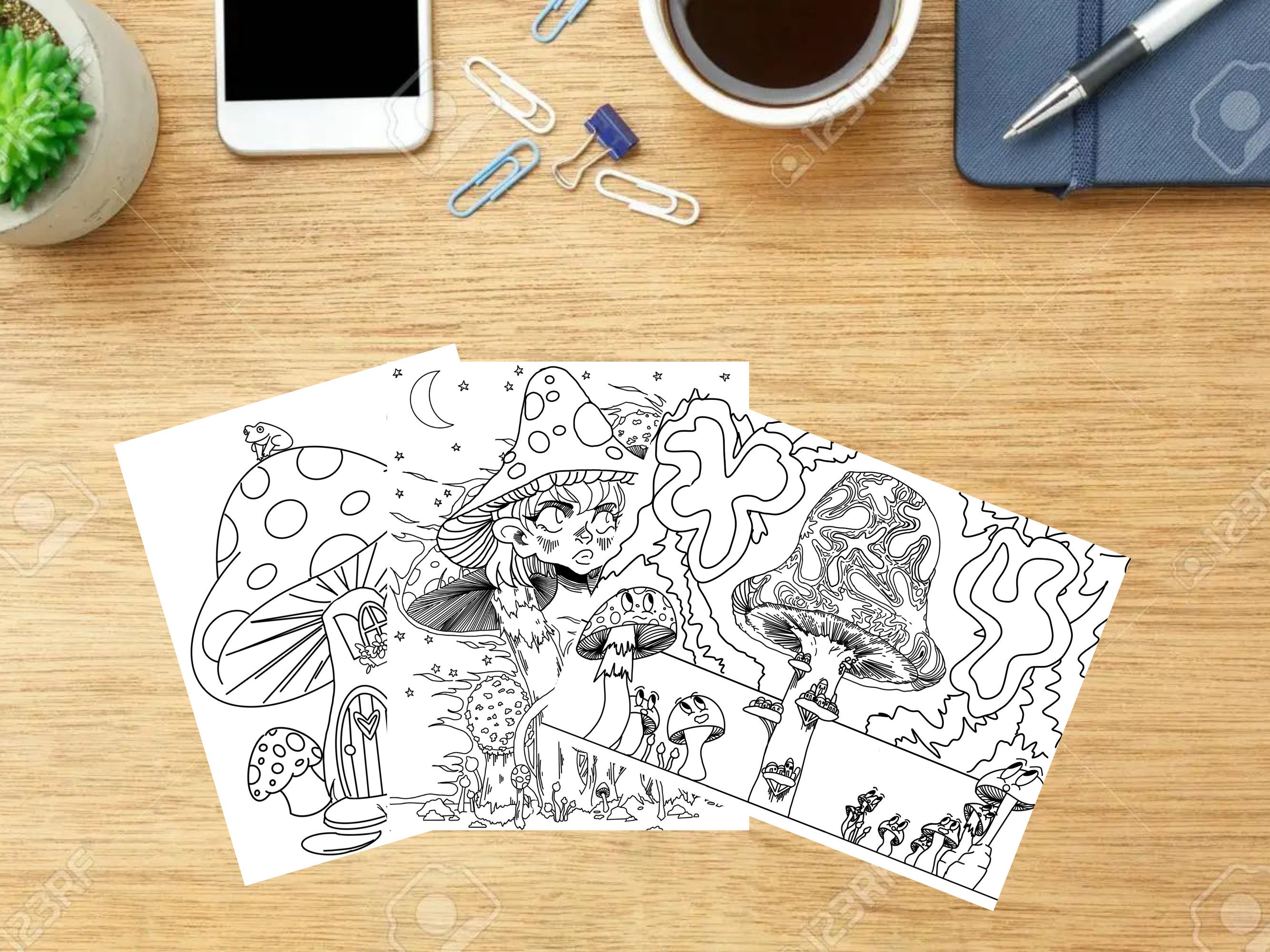 Coloring Pages for Adults and Kids (set of 3) - Etsy