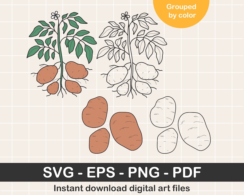 Potatoes Svg File. Instant Download Png, Pdf, Eps. Original Digital ...