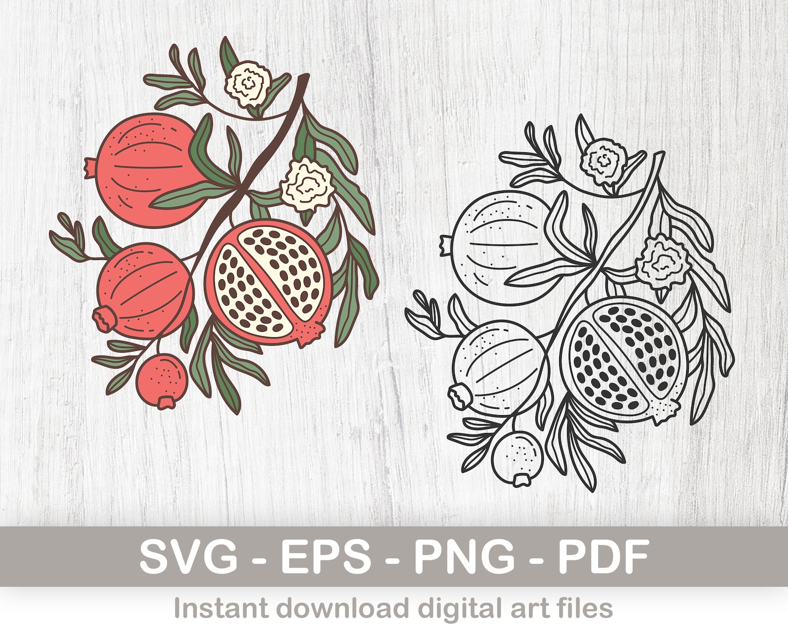 Pomegranate Instant Digital Download Clipart, Pomegranate Svg Files ...