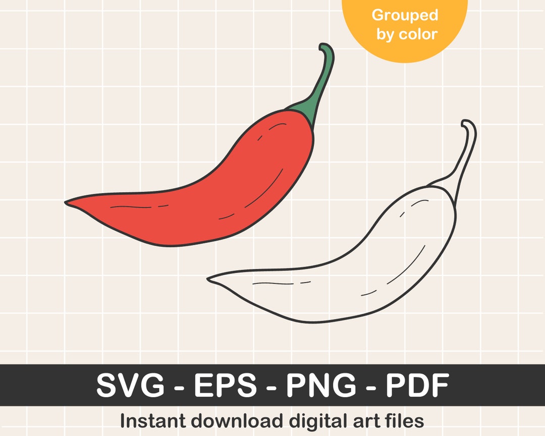 Chili Pepper Svg File. Instant Download Png, Pdf, Eps. Original Digital ...