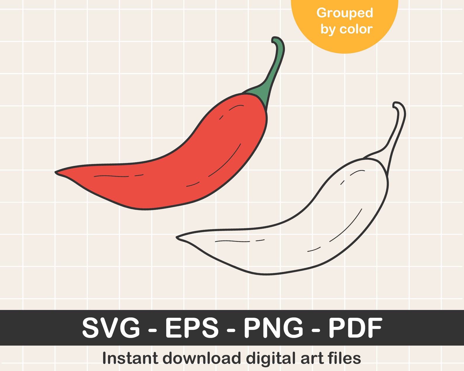 Chili Pepper Svg File. Instant Download Png, Pdf, Eps. Original Digital ...