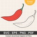 Chili Pepper Svg File. Instant Download Png, Pdf, Eps. Original Digital ...
