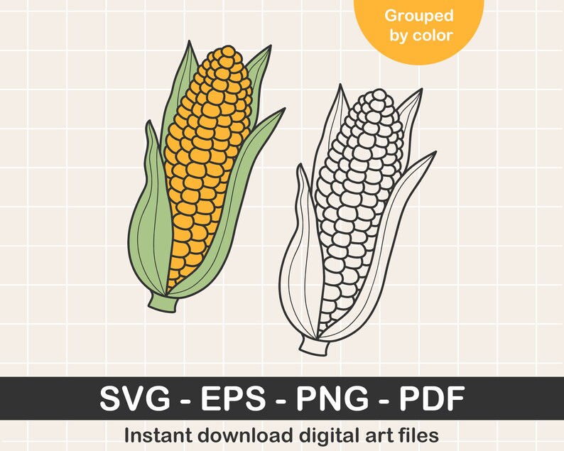 Corn Svg File. Instant Download Png, Pdf, Eps. Original Digital Clipart ...