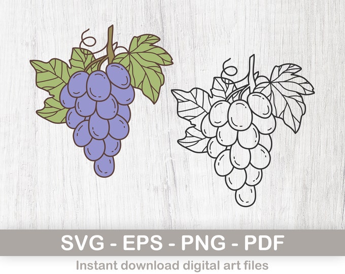 Grapes Vinyl Cut File, Grapes Cut Files, Grapes Digital Clip Art ...