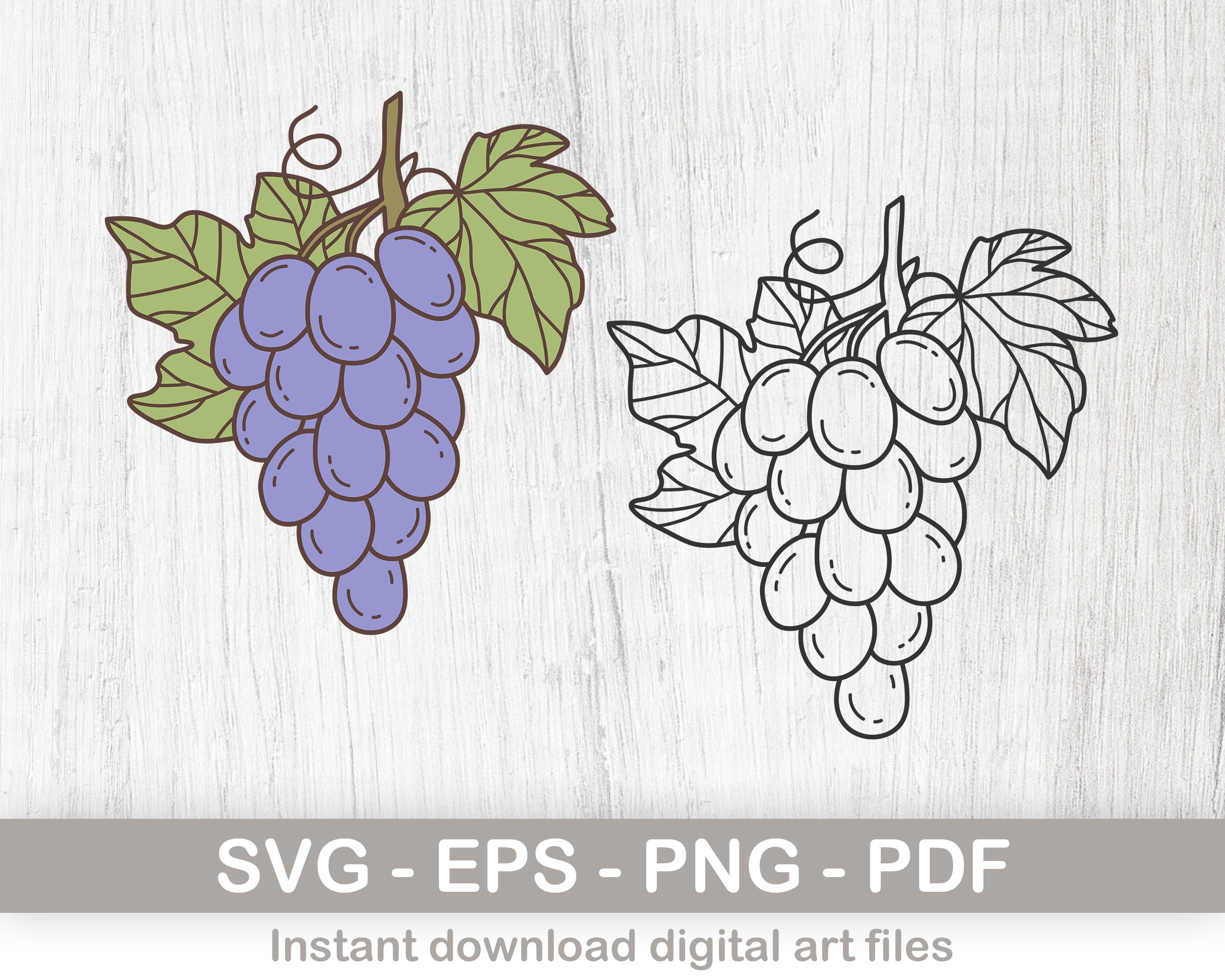 Grapes Instant Digital Download Clipart, Grapes Svg Files, Png, Pdf ...