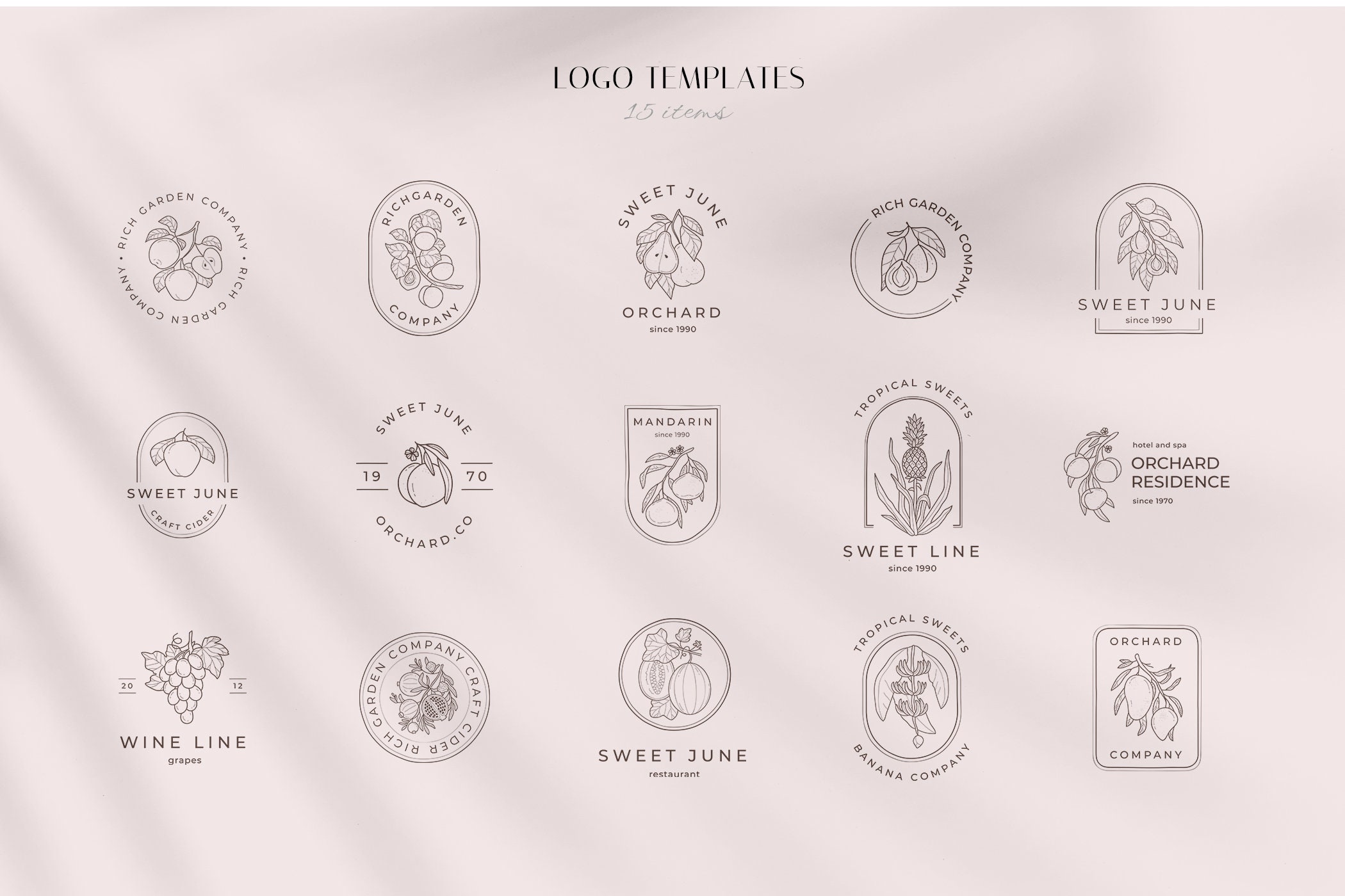 Orchard Digital Clipart Collection, Set of Logo Templates and ...