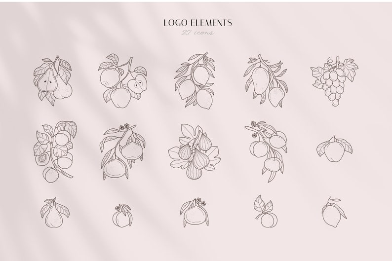 Orchard Digital Clipart Collection, Set of Logo Templates and ...