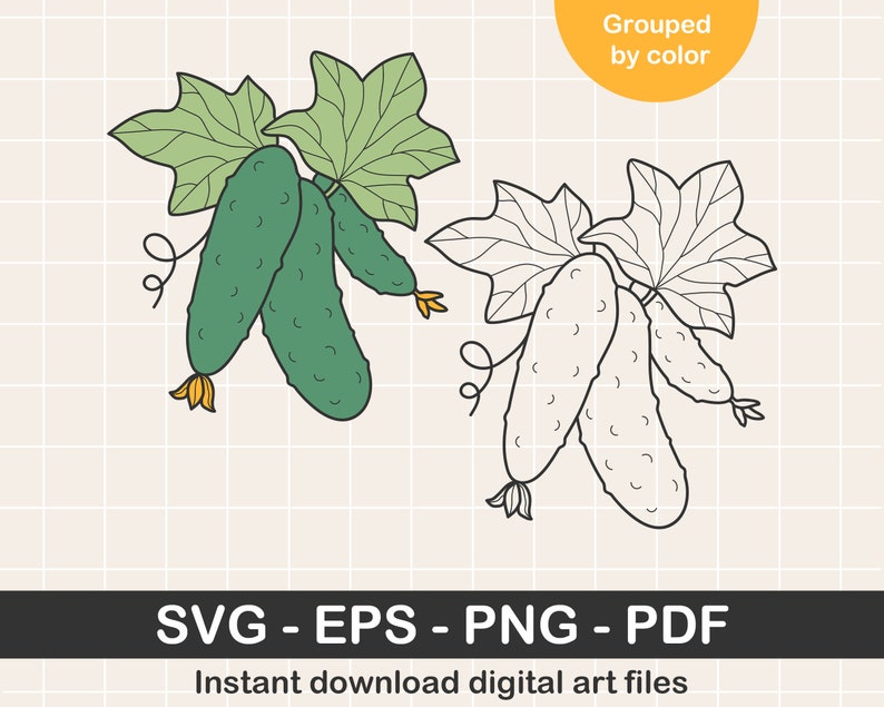 Cucumber Svg File. Instant Download Png, Pdf, Eps. Original Digital ...