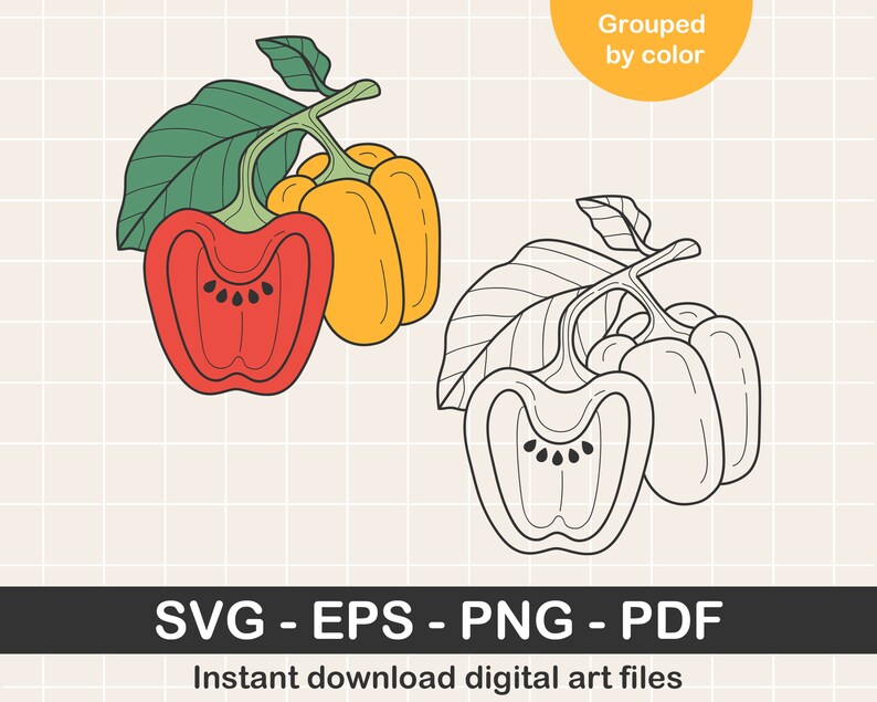 Bell Pepper Svg File. Instant Download Png, Pdf, Eps. Original Digital ...