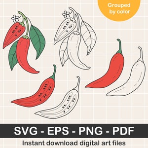 Chili Pepper Bundle Svg File. Instant Download Png, Pdf, Eps. Original ...