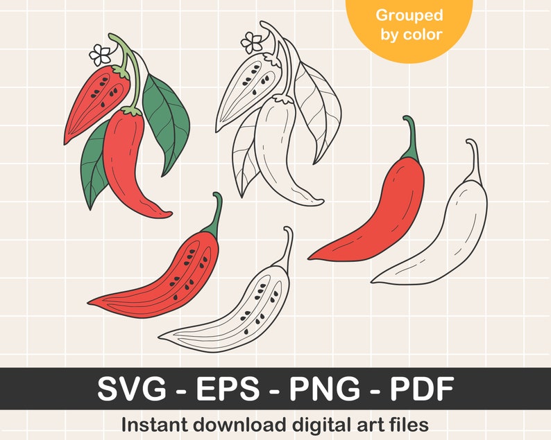 Chili Pepper Bundle Svg File. Instant Download Png, Pdf, Eps. Original ...