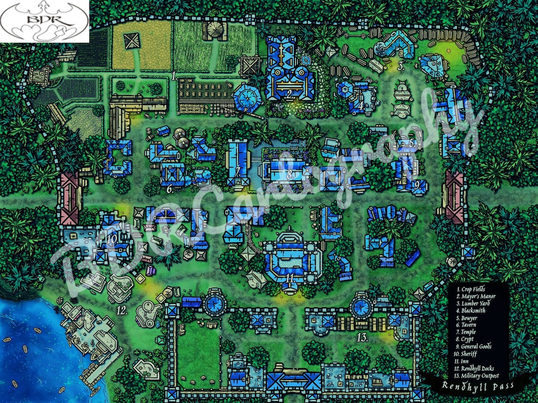 Digital Map, Dnd, 5e, Dungeons and Dragons, Forest Town, Dnd Forest ...