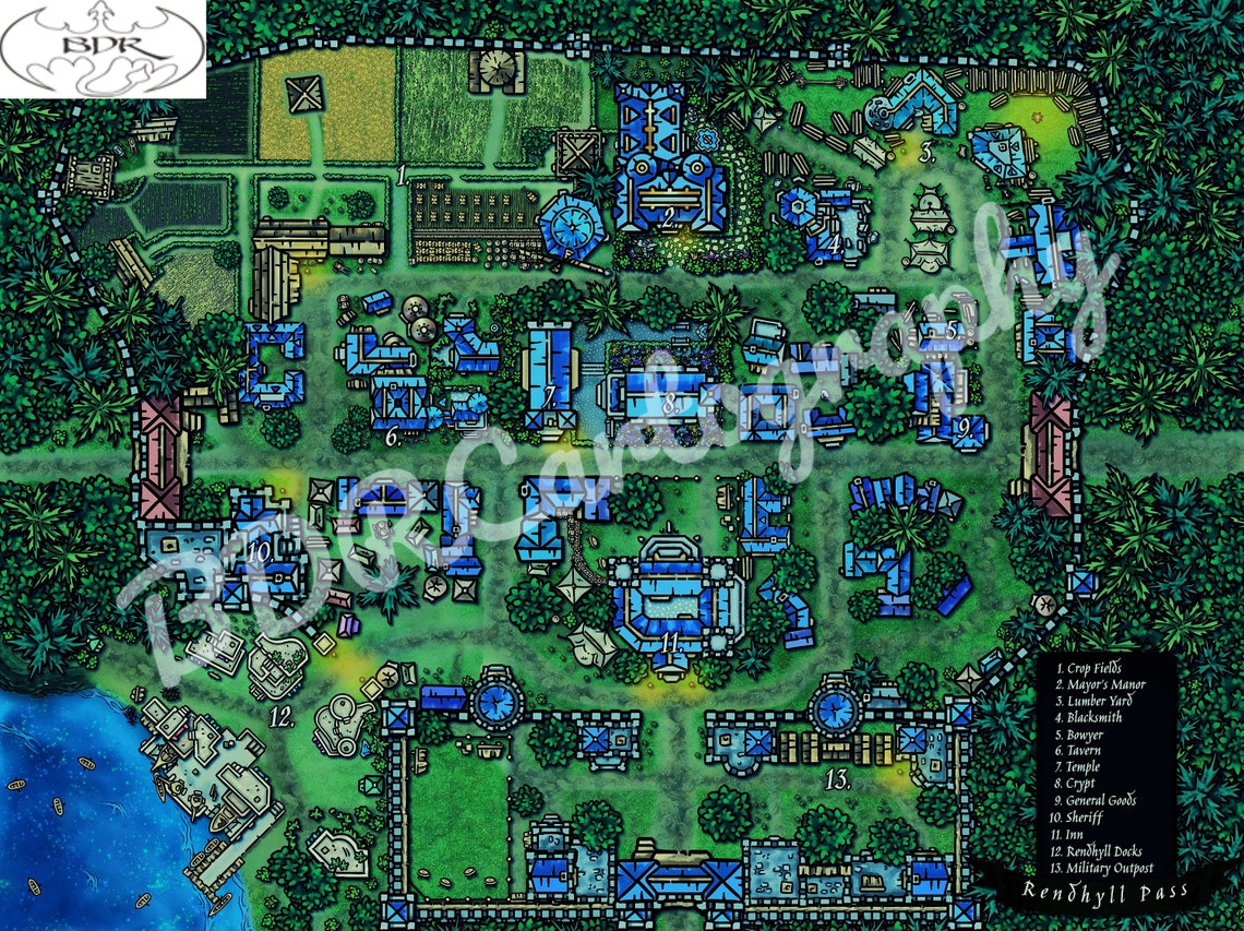 Digital Map, Dnd, 5e, Dungeons and Dragons, Forest Town, Dnd Forest ...