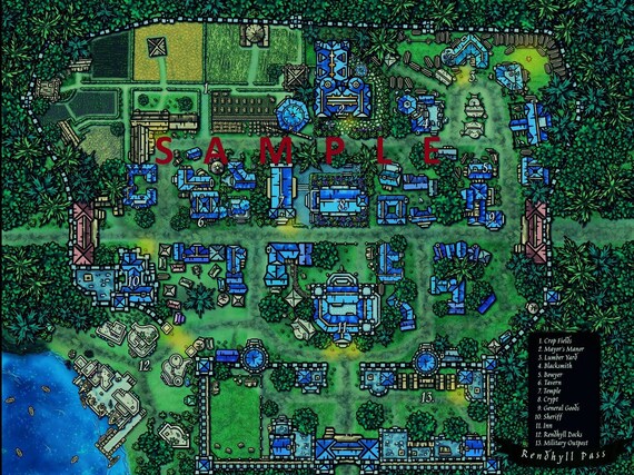Digital Map Dnd 5e Dungeons and Dragons Forest Town Dnd | Etsy