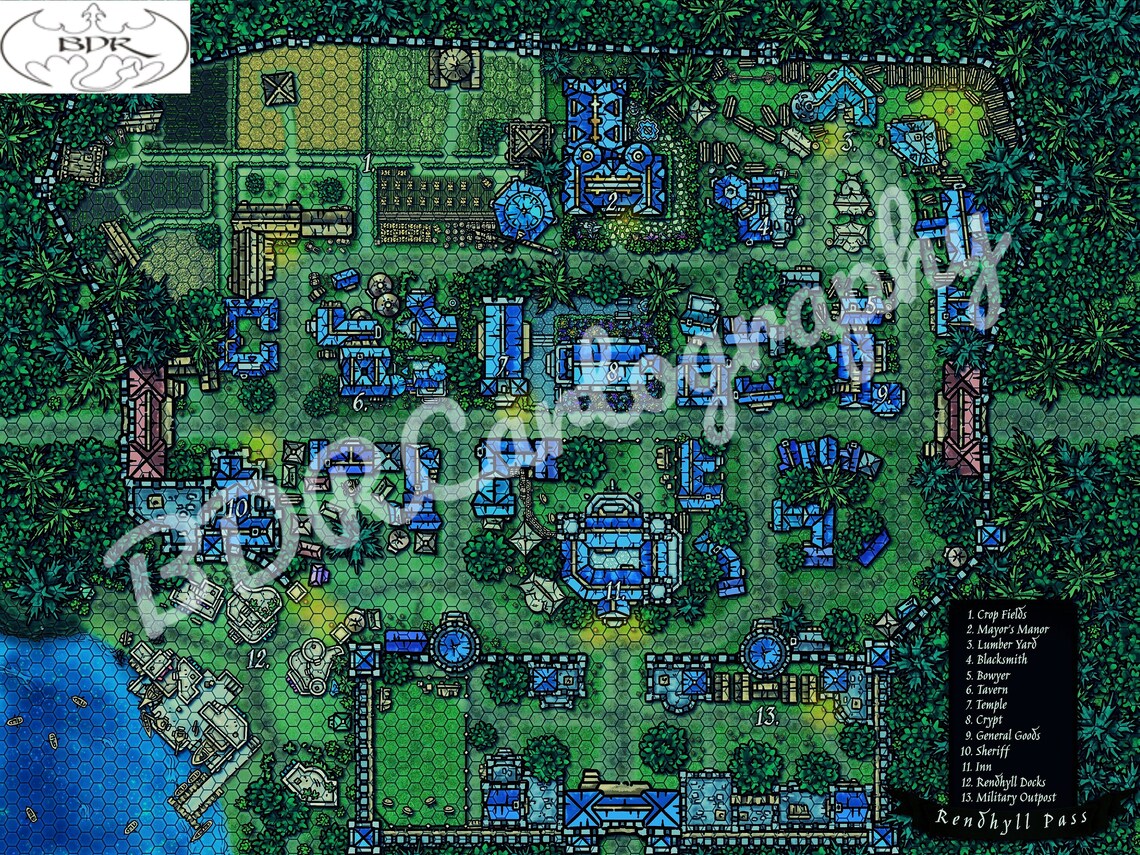 Digital Map, Dnd, 5e, Dungeons and Dragons, Forest Town, Dnd Forest ...