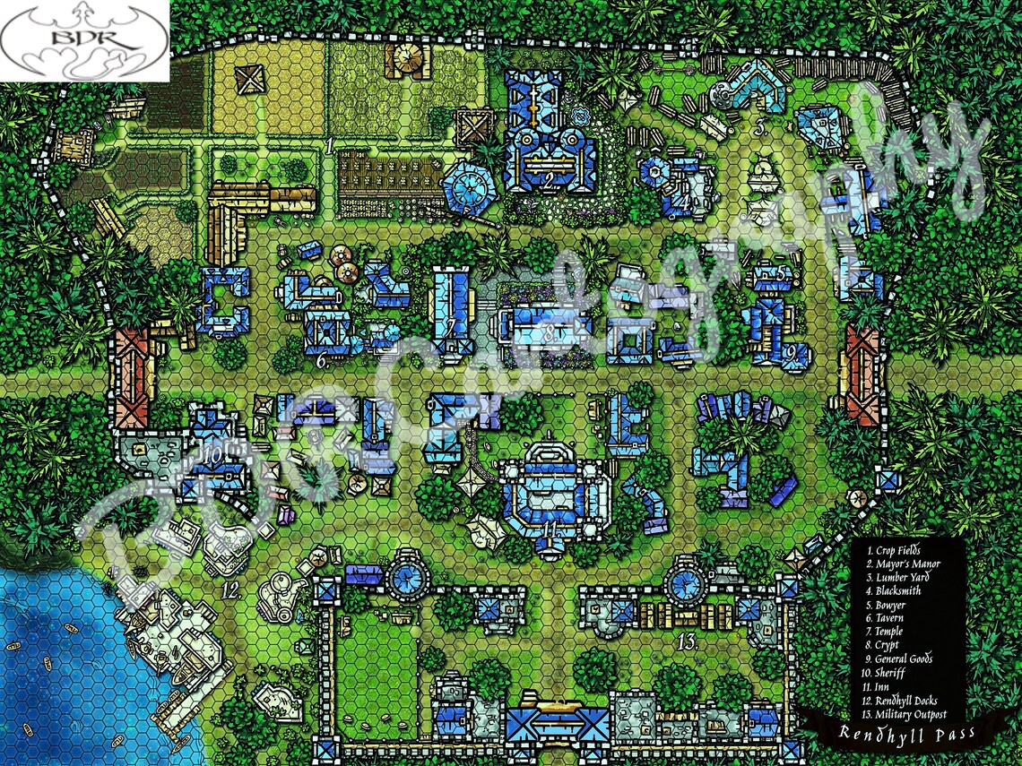 Digital Map, Dnd, 5e, Dungeons and Dragons, Forest Town, Dnd Forest ...