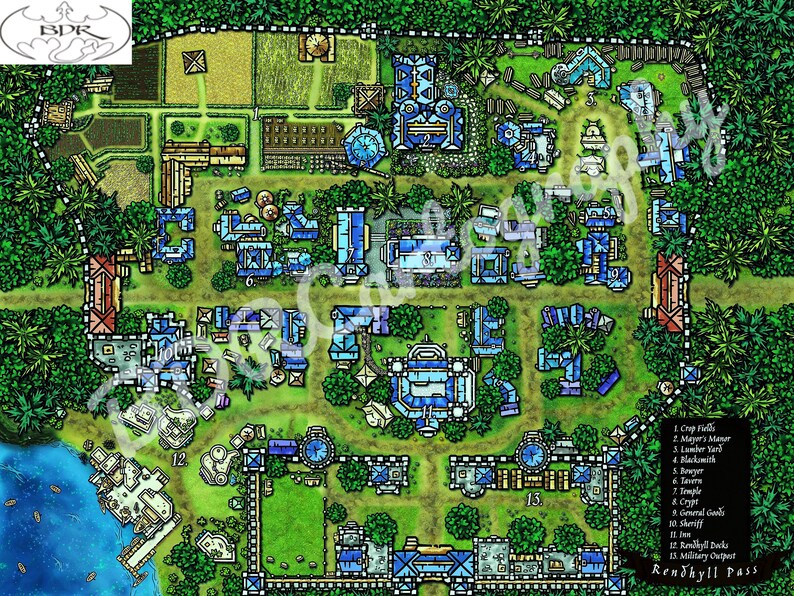 Digital Map, Dnd, 5e, Dungeons and Dragons, Forest Town, Dnd Forest ...