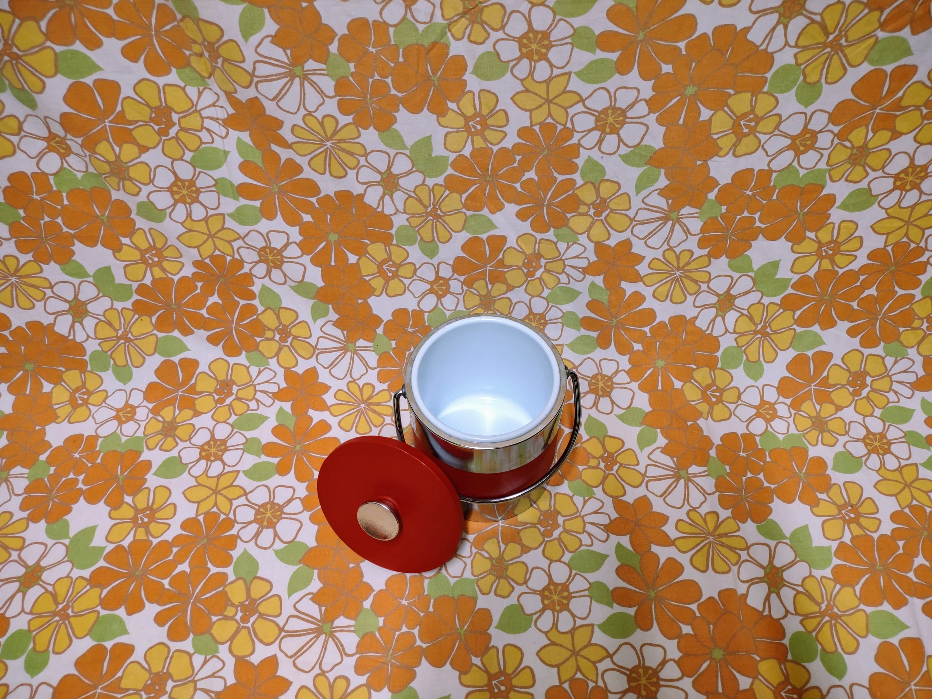 Red Vintage Japanese Ice Bucket / Sixties Ice Container Made in Japan ...