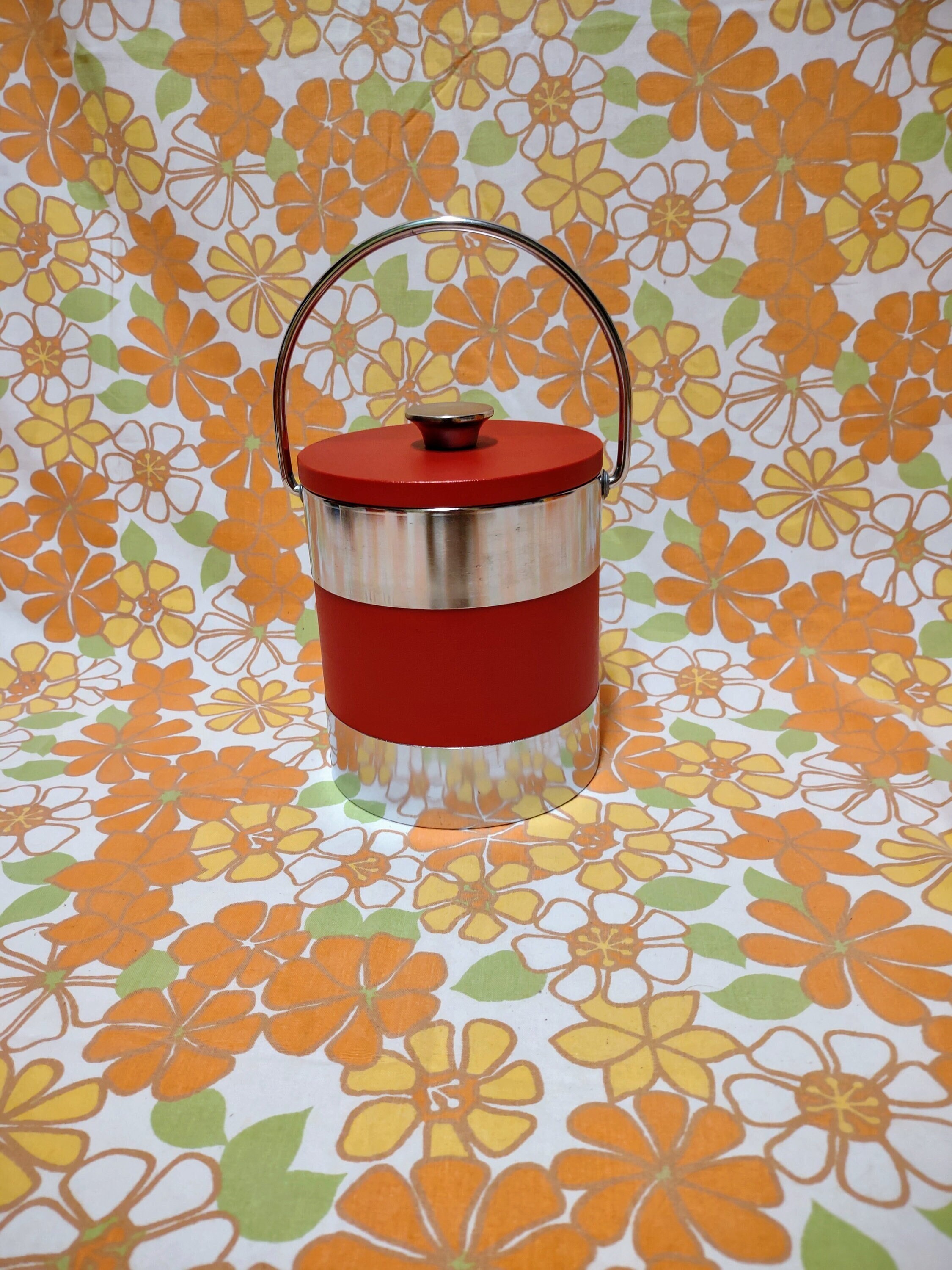 Red Vintage Japanese Ice Bucket / Sixties Ice Container Made in Japan ...