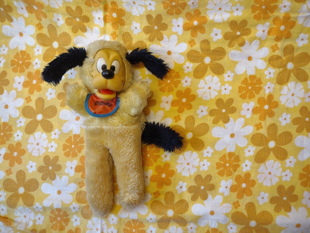 Vintage 60s Plush Stuffed Rubber Face Pluto 10" / Rubber Face Plush Animal Walt Disney / Sixties ...