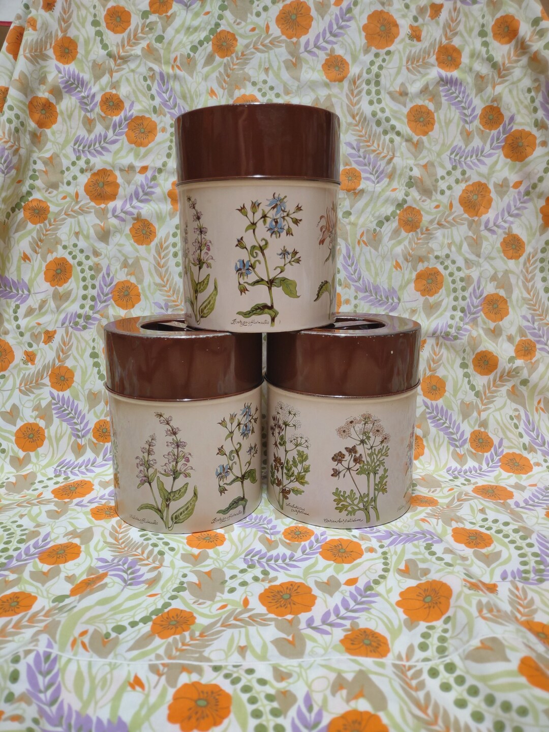 Set of 3 Large Vintage Wildflower Tins / Japanese Vintage Tins ...