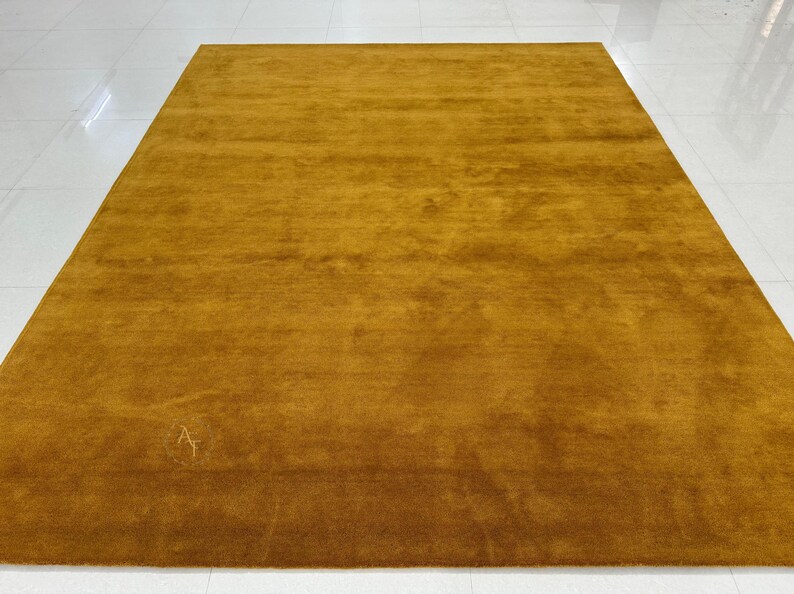 Solid Mustard Yellow Hand Tufted Rug - Modern Minimalist Area Rug, Soft ...