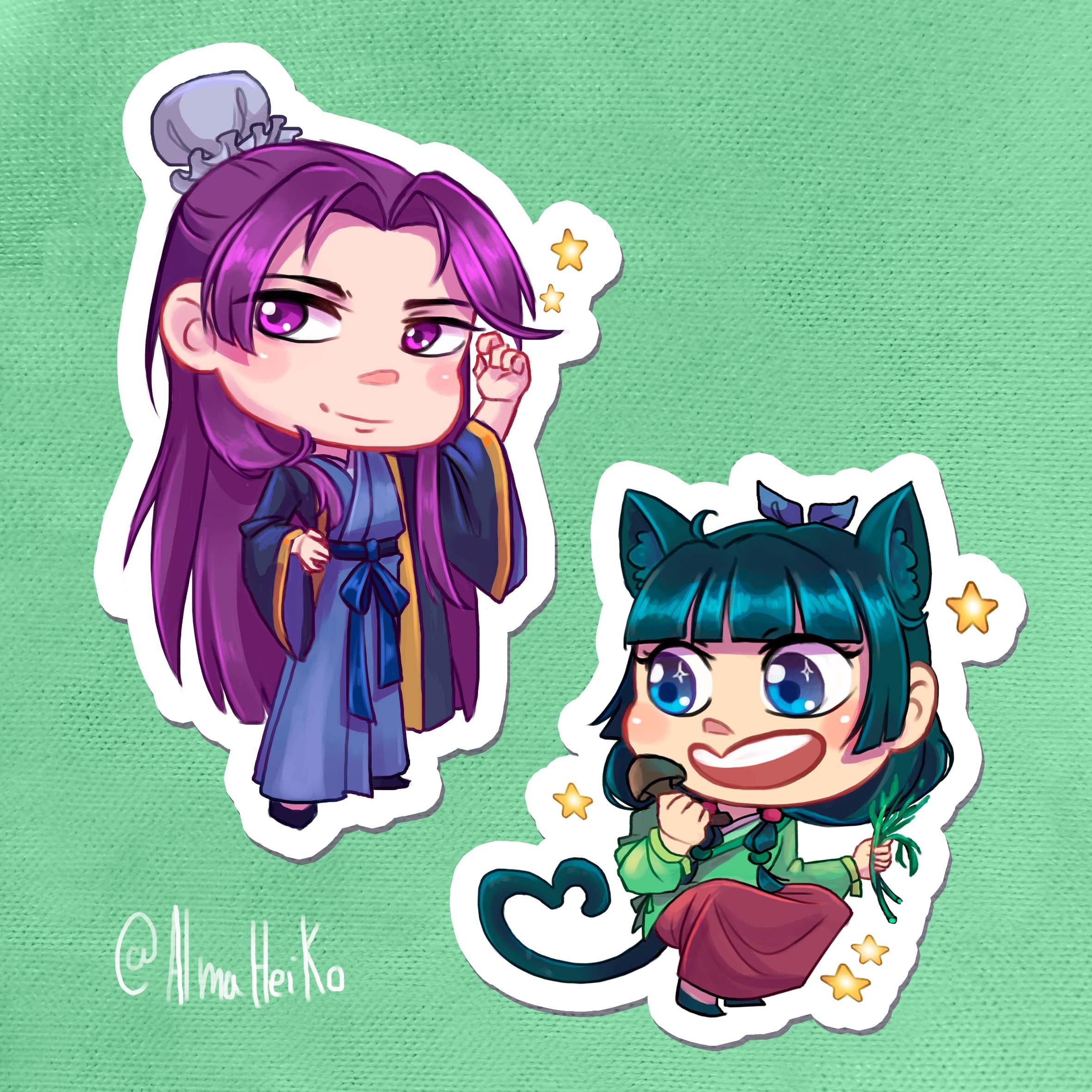 Maomao and Jinshi / Kawaii Chibi Die Cut Vinyl Stickers - Etsy