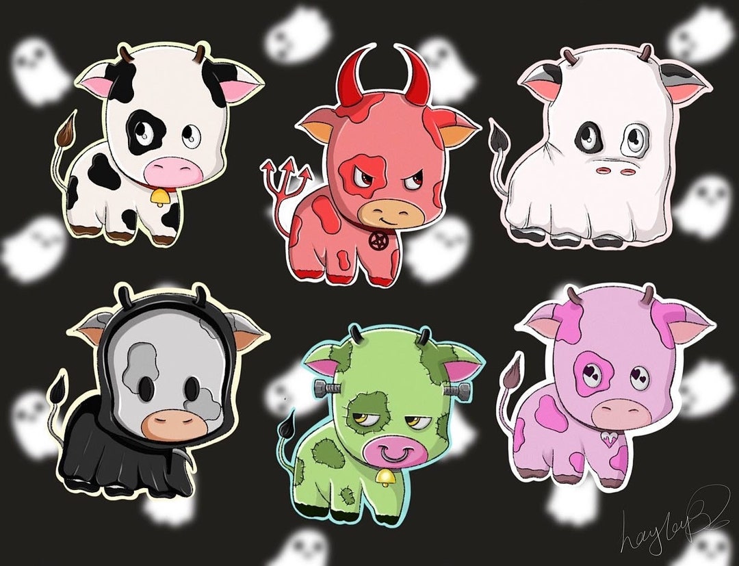 Spooky Cow Sticker Set - Etsy