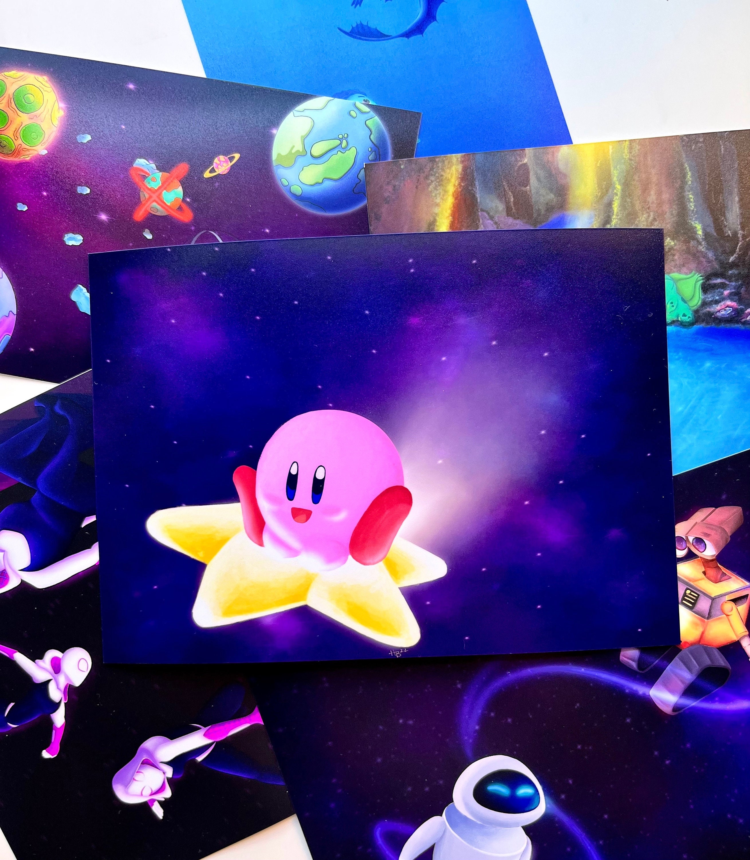 Kirby Flying on a Star ART PRINT - Etsy