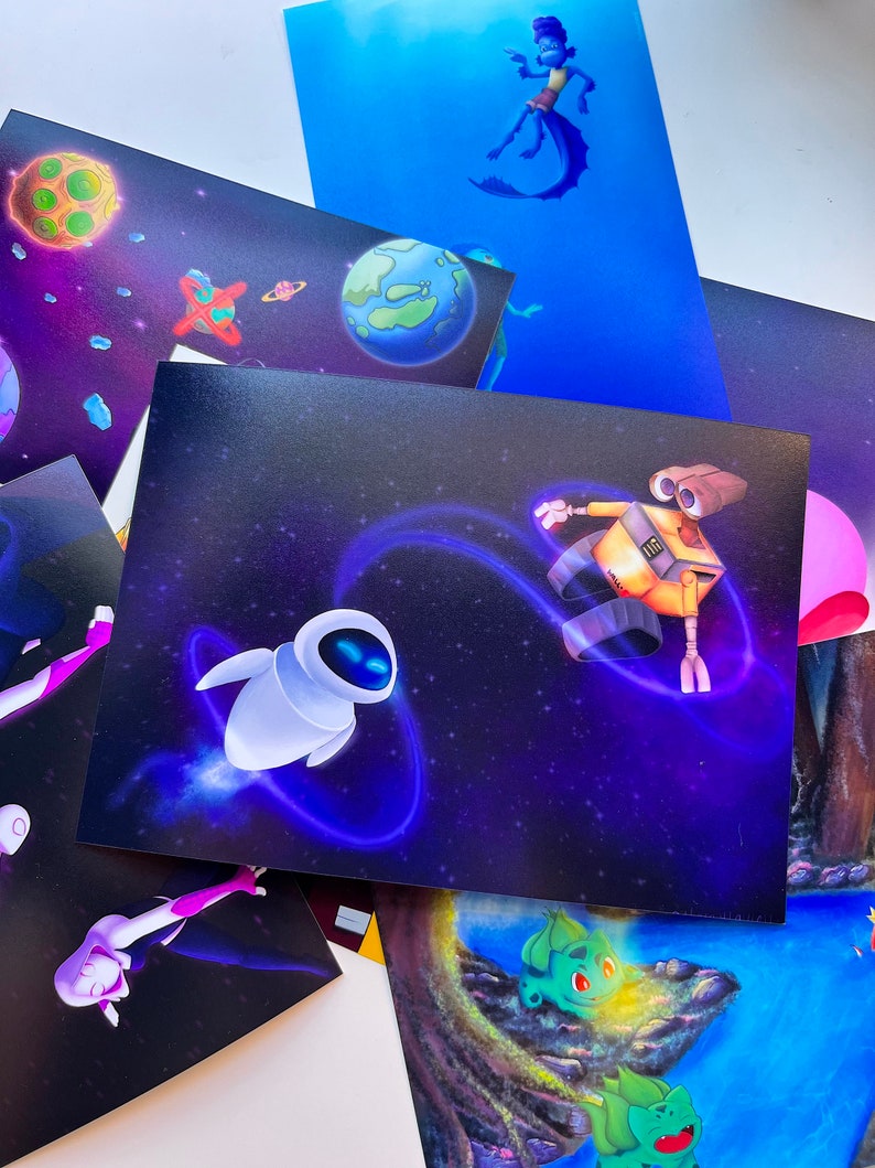 Wall-e and Eve in Space Art Print - Etsy