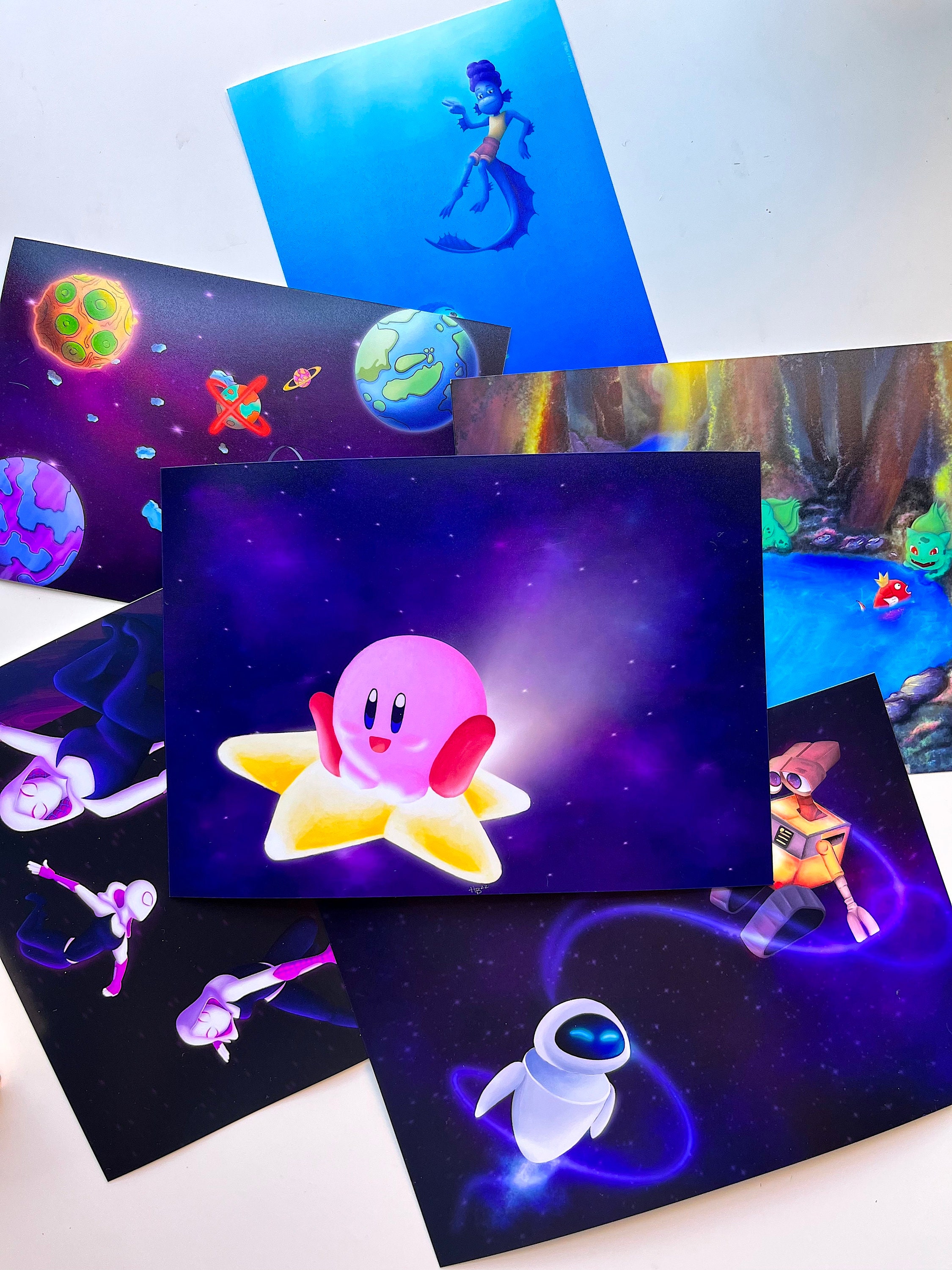Kirby Flying on a Star ART PRINT - Etsy