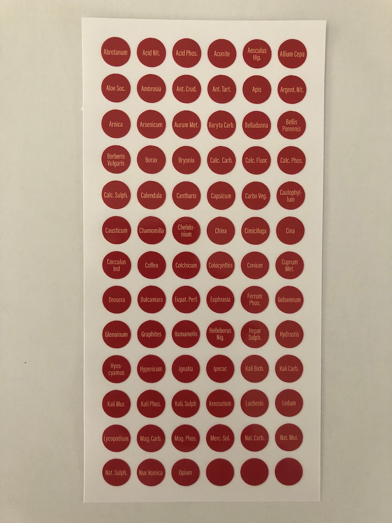 78 Customisable Homeopathy Cap Labels | 13mm Dia Circular | Personalise ...
