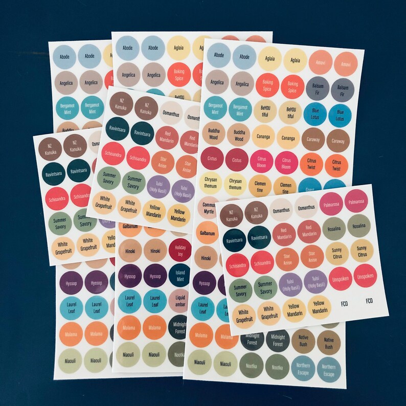 Essential Oil Cap Labels 13mm Set of Colour Coded Labels Identification ...