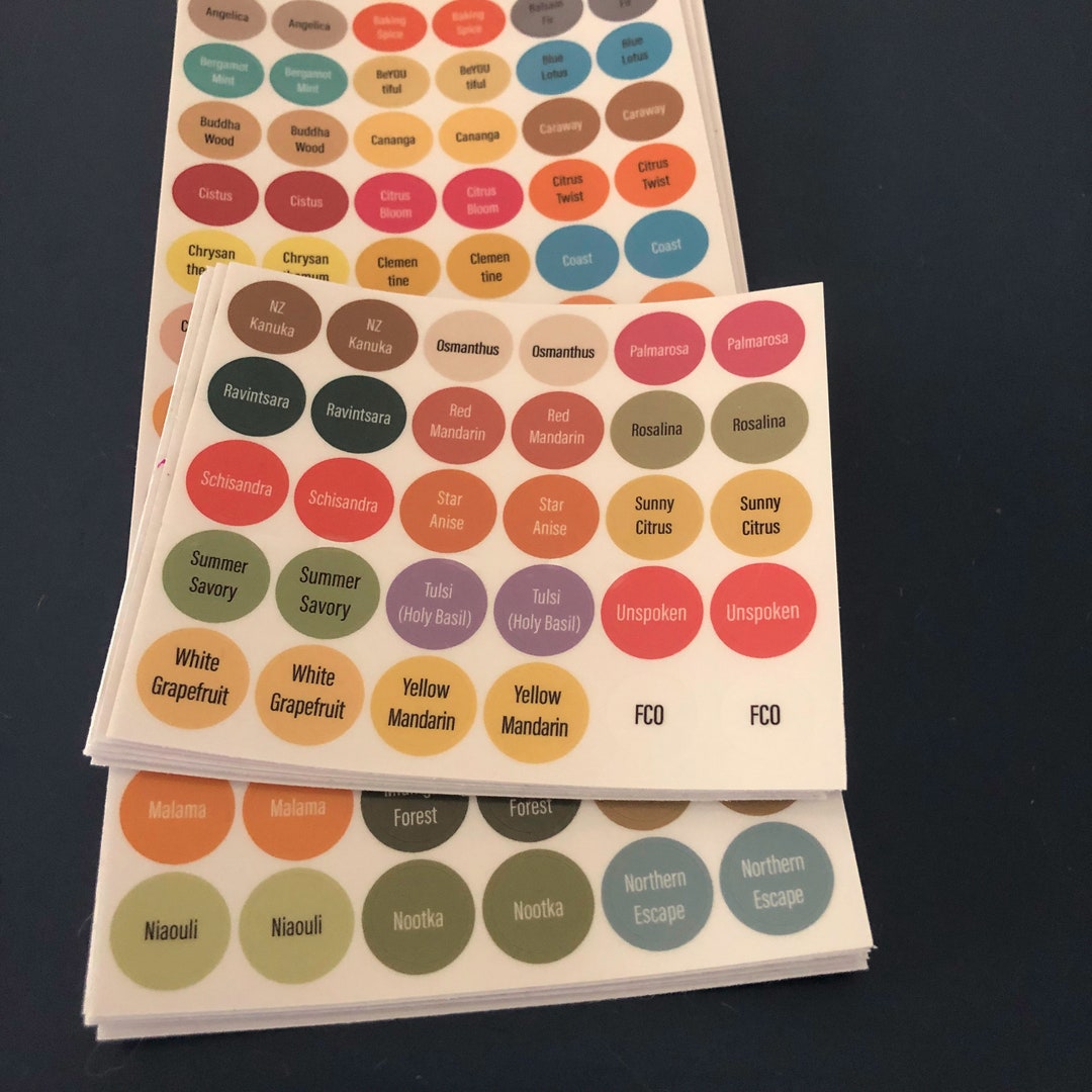 Essential Oil Cap Labels | 13mm | Set of Colour Coded Labels ...