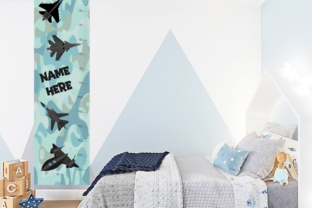 Blue Fighter Plane Height Chart Poster Growth Chart - Etsy