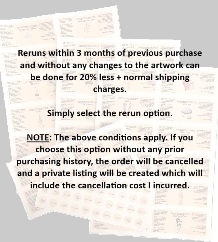 Customisable Homeopathic Product Labels | Set of 30 87mm X 35mm + 13mm ...