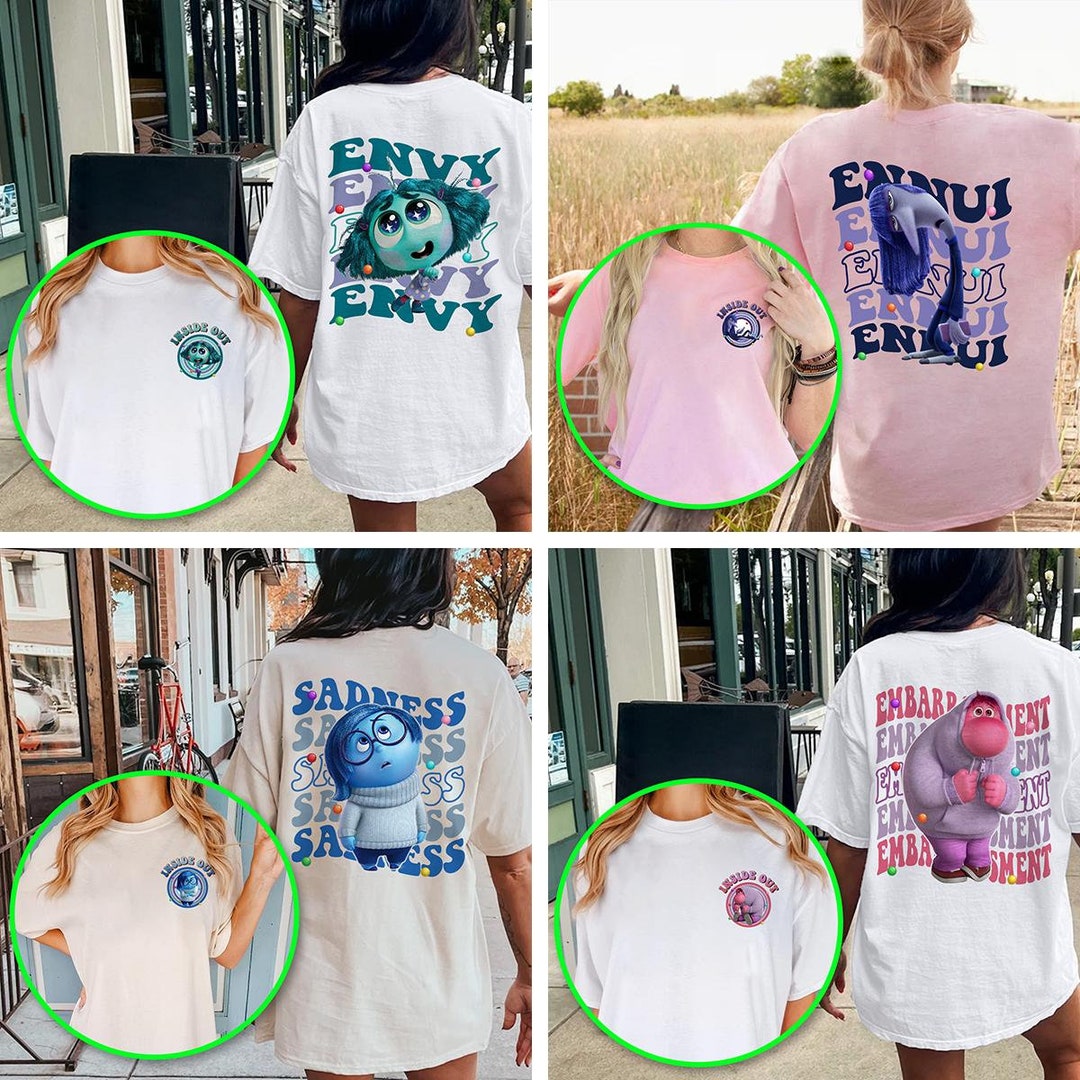 Inside Out Character Print Shirt, Cartoon Movie Shirt, Retro Character ...