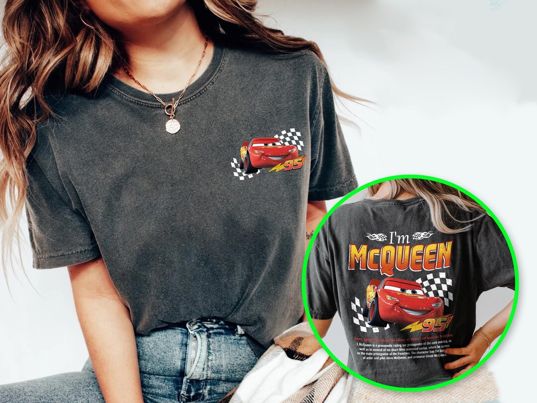 Cars Mcqueen Print Comfort Colors Tee, Mcqeen Cartoon Shirt, Cars ...