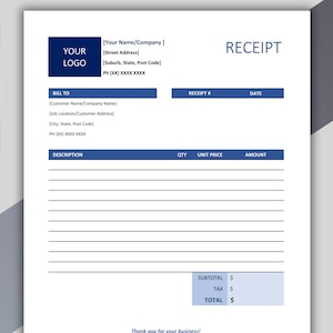 Job Receipt Template for Excel | PDF Editor | Acrobat Reader. Receipt ...