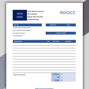 Invoice Template for Excel | PDF Editor | Acrobat Reader. Invoice ...