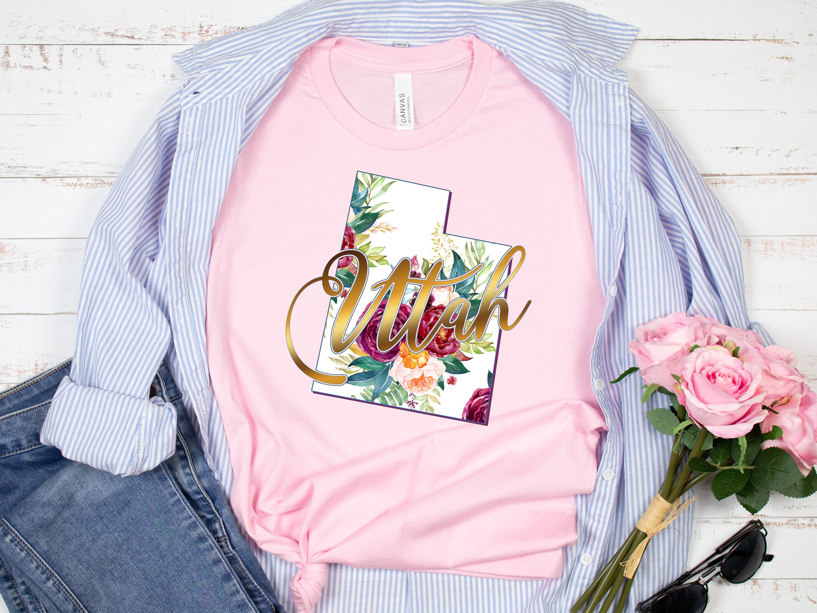 Utah UT Colorful Design Png Utah Watercolor Flower Png - Etsy