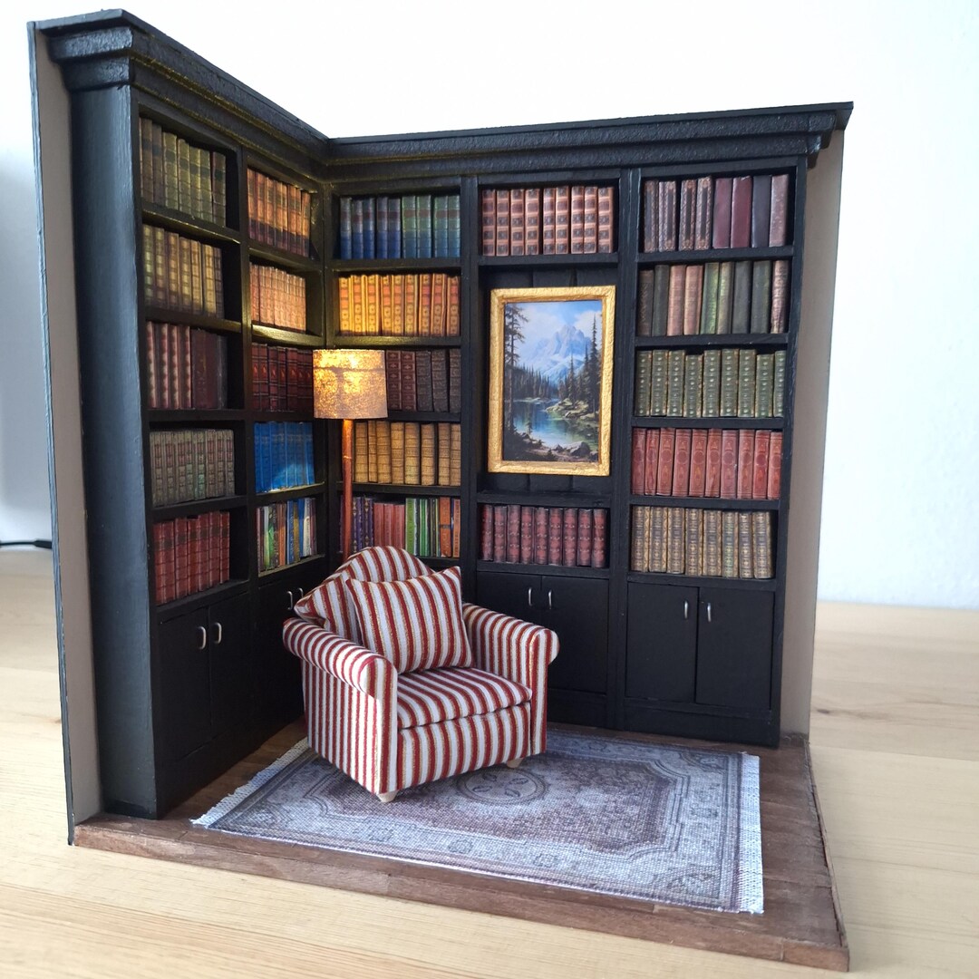 Library Diorama, Room Book Nook Kit, Book Nook Inserts, Book Shelf Insert, Bookshelf, Unique ...