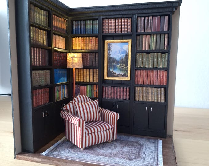 Library Diorama, Room Book Nook Kit, Book Nook Inserts, Book Shelf ...