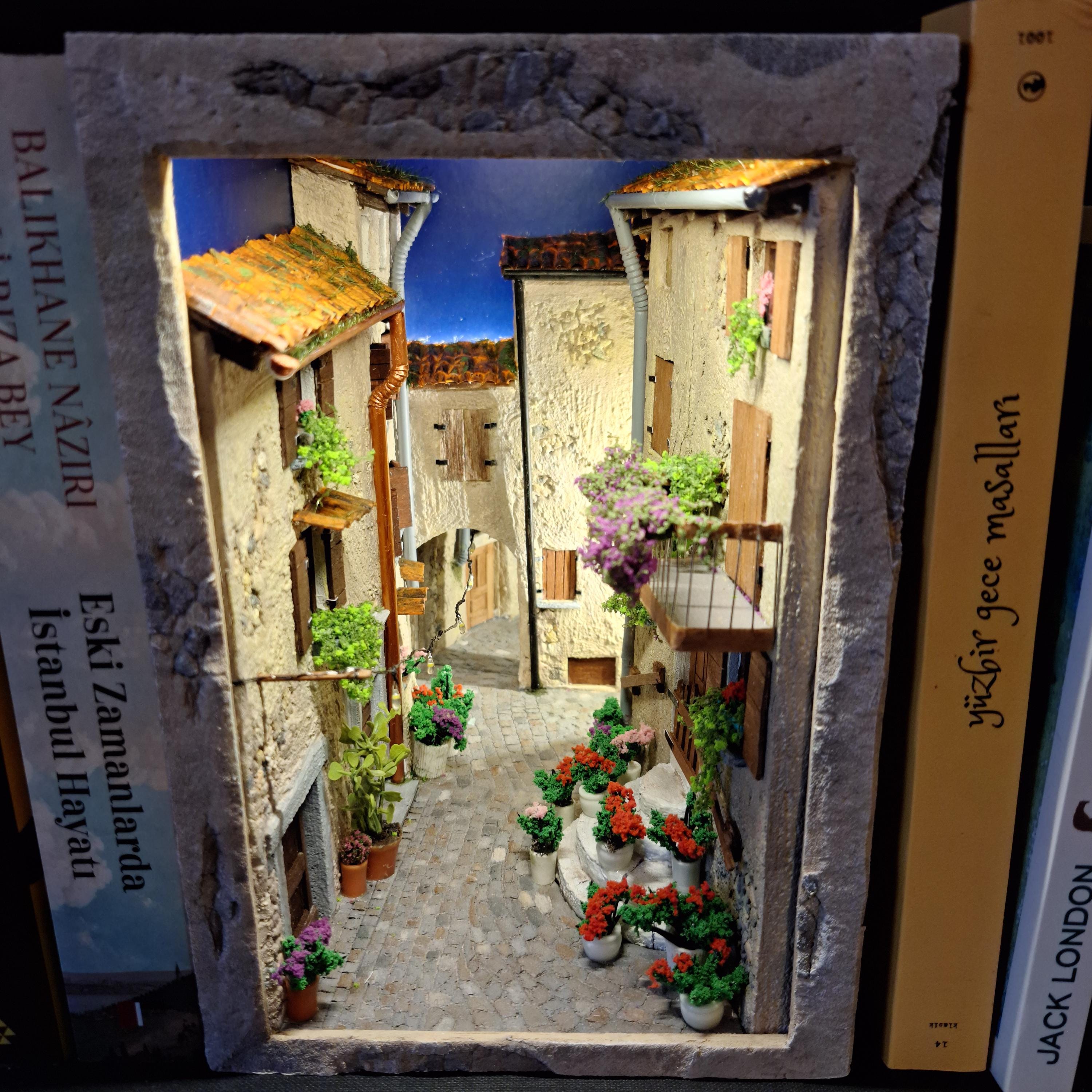 Handcrafted Italian Alley Book Nook – Lighted Miniature Diorama - Etsy