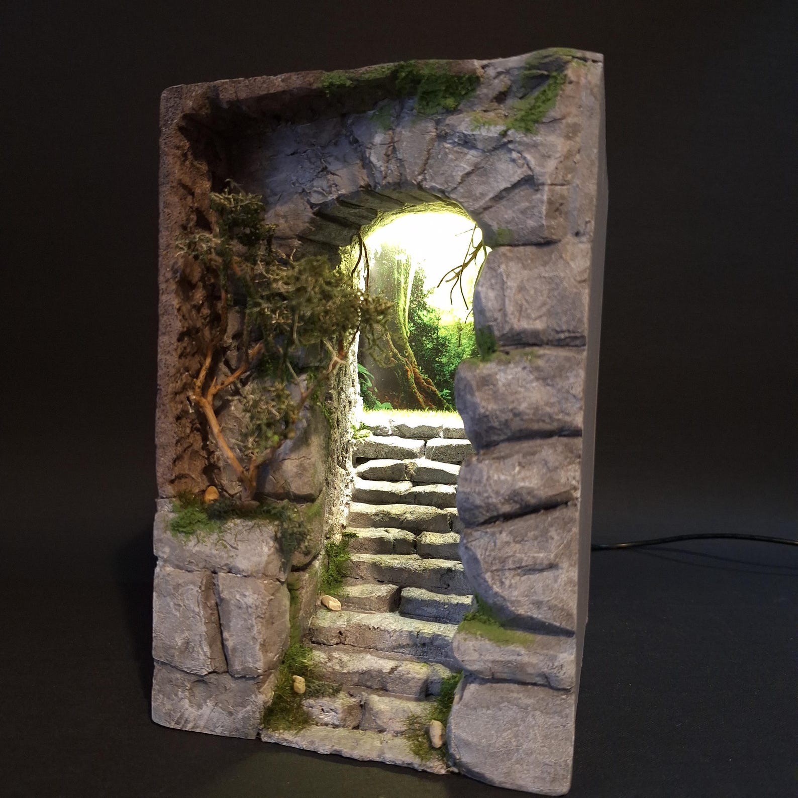 Ancient Forest Gateway Book Nook | Stone Arch Miniature Scene With ...
