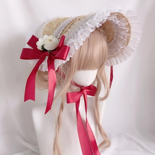 Straw Bonnet - Etsy