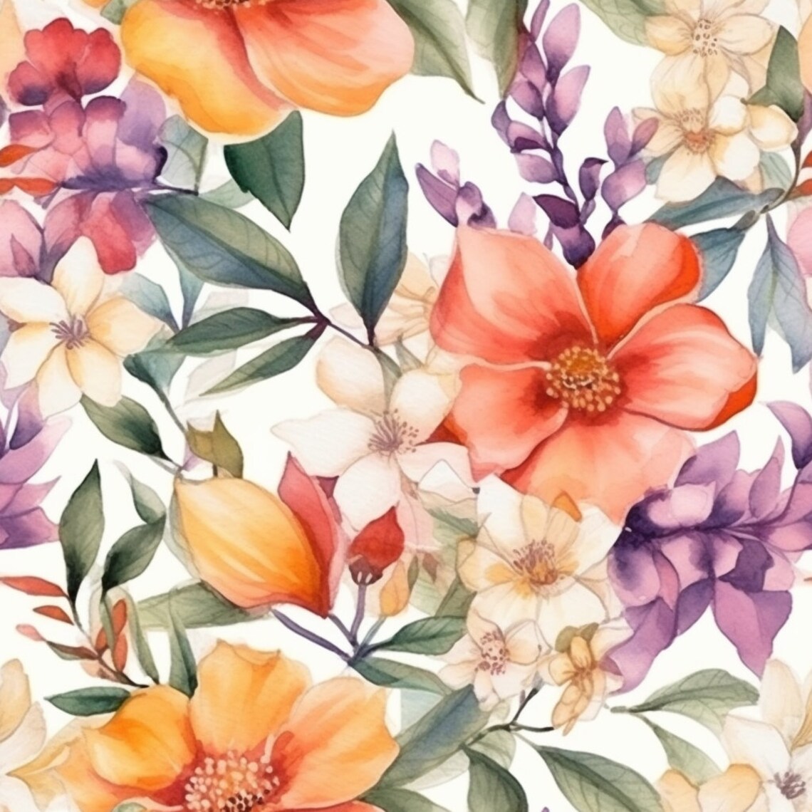 Beautiful Repeating Pattern. Hand Painted Style Flower Design (pack of ...