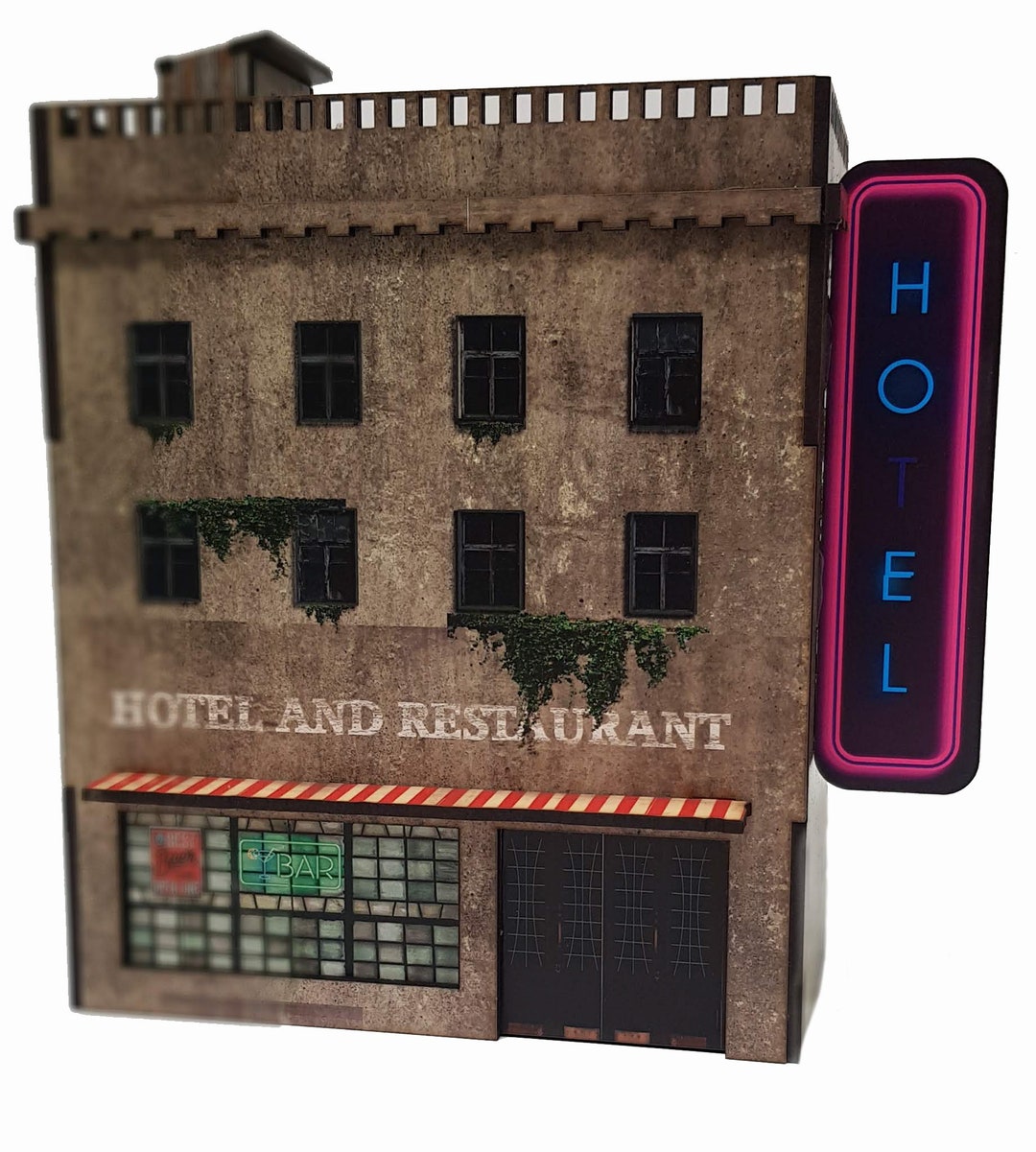MDF 28mm Scale Pre Printed Urban Decay Hotel Warhammer, Malifaux, Bolt ...