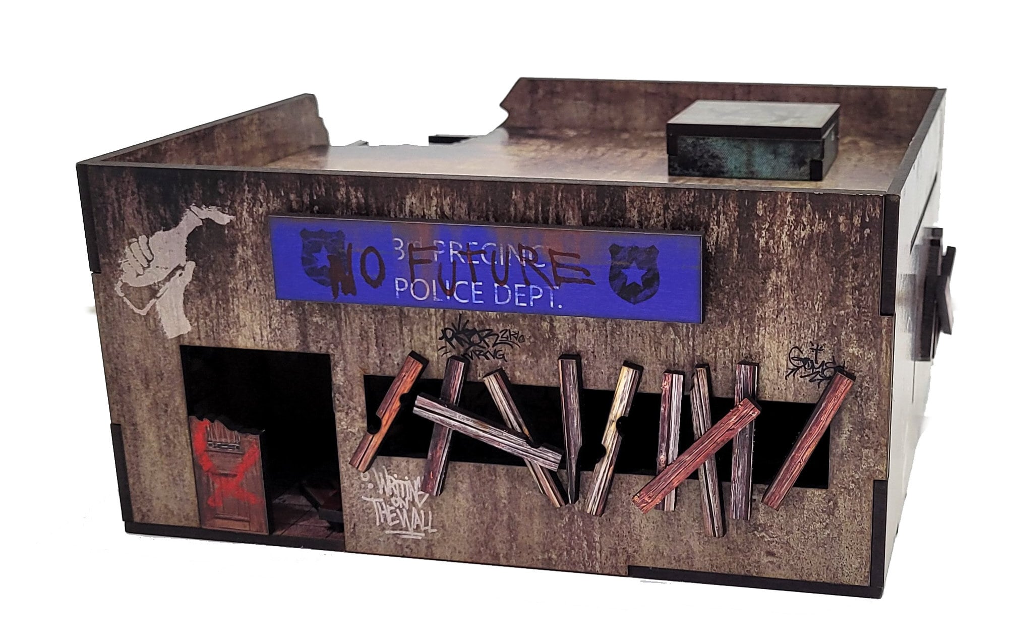 MDF 28mm Scale Pre Printed Urban Decay Police Station Warhammer ...